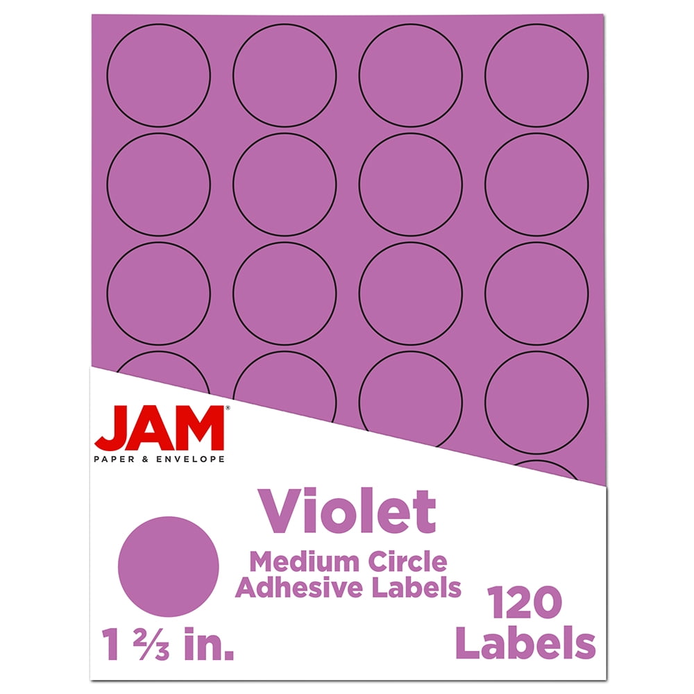 JAM Paper Circle Label Sticker Seals, 1 2/3 in, Violet Purple, 120 ...