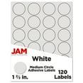 JAM Paper Circle Label Sticker Seals, 1 2/3 in, White, 120 Round Labels ...
