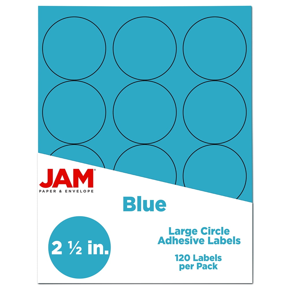 JAM Paper Circle Label Sticker Seals, 2.5 in Diameter, Blue, 120 Round ...