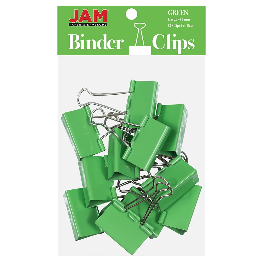 JAM Paper Colorful Binder Clips, Large, 1 1/2 in, Green Binder clips ...