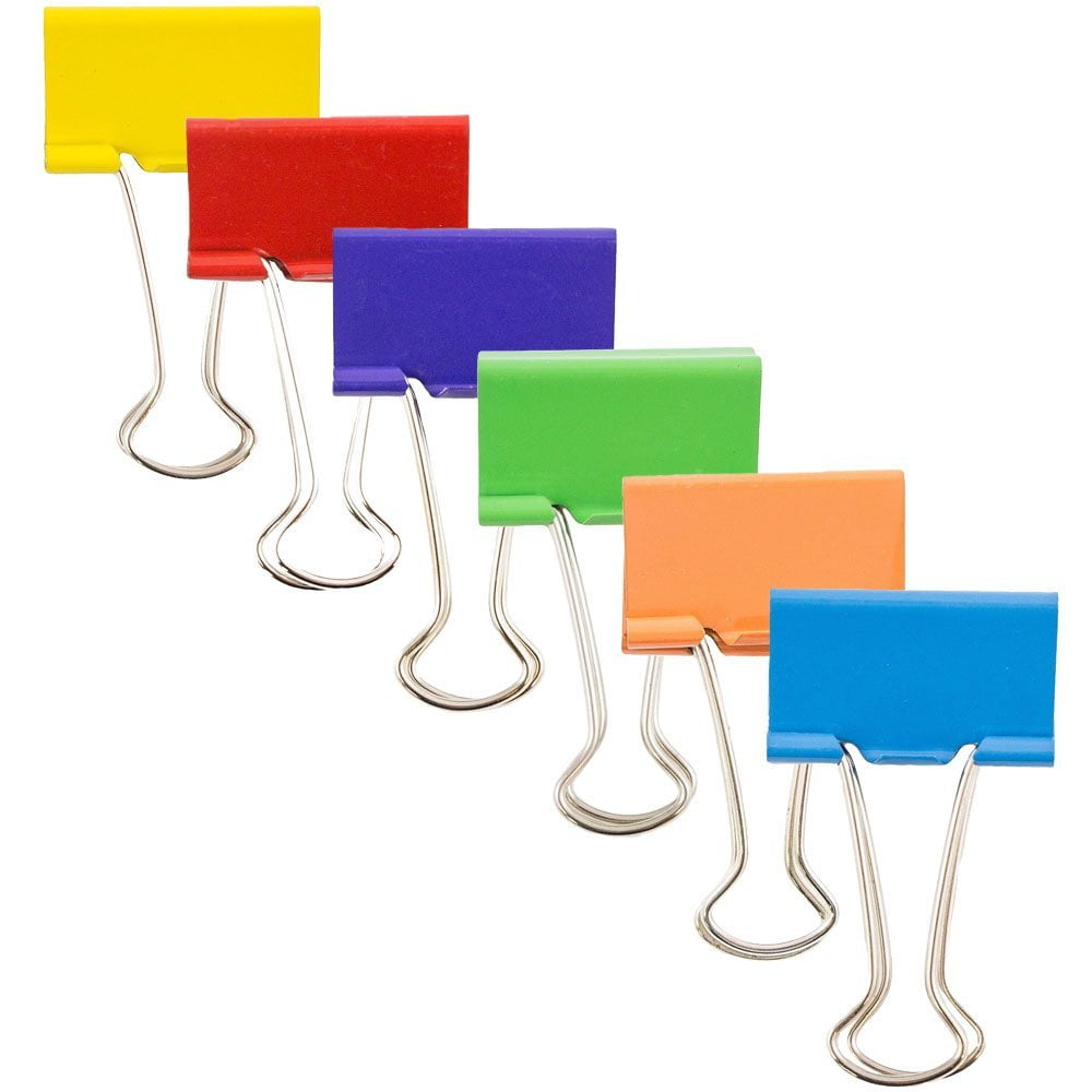 JAM Paper Colorful Binder Clips, Medium, 1 1/4 inch, Multicolor, 6 ...
