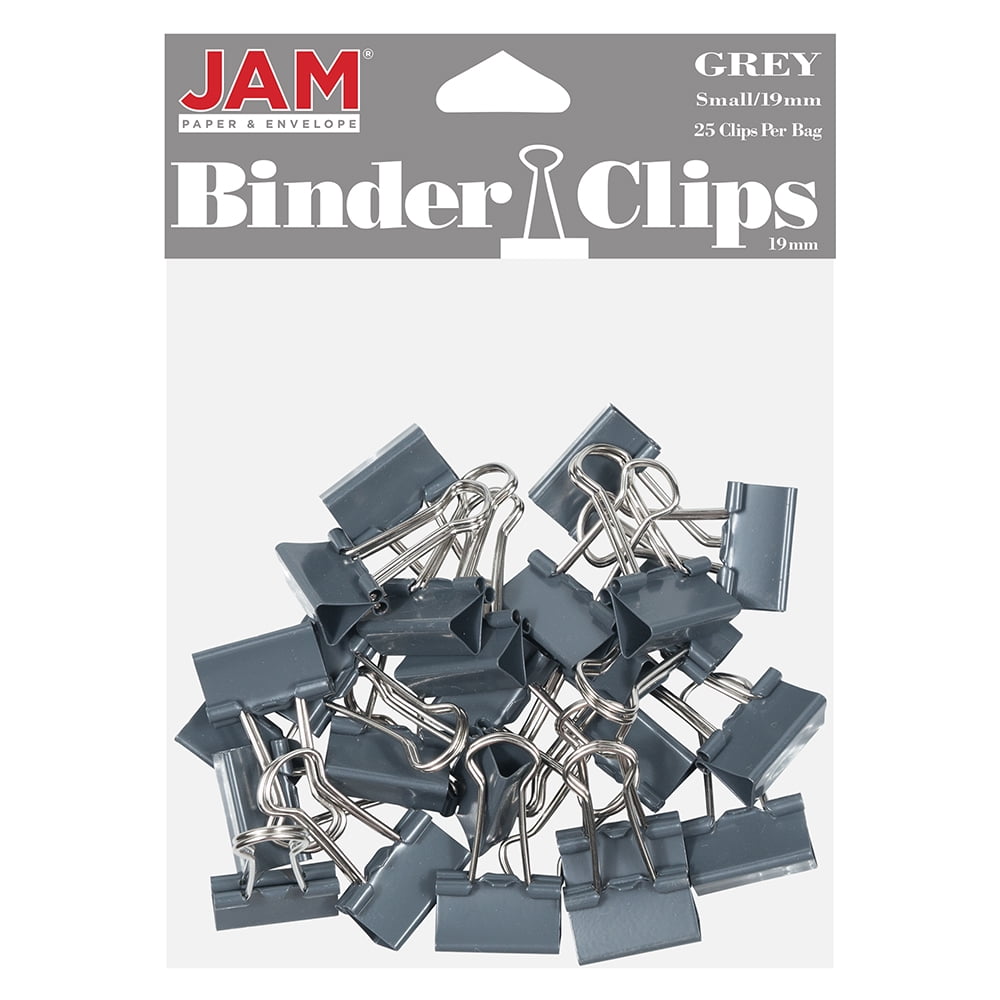 JAM Paper Colorful Binder Clips, Small, 3/4 in, Gray, 25/Pack - Walmart.com