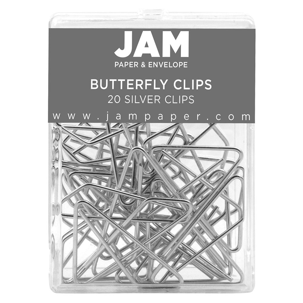 JAM Paper Colorful Butterfly Clips, Silver, 1.5 x 1.1, Medium, 20/Pack ...