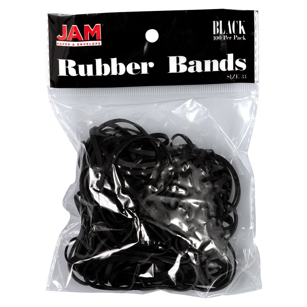 JAM Paper Colorful Rubber Bands, Size 33, Black Rubberbands, 100/Pack ...