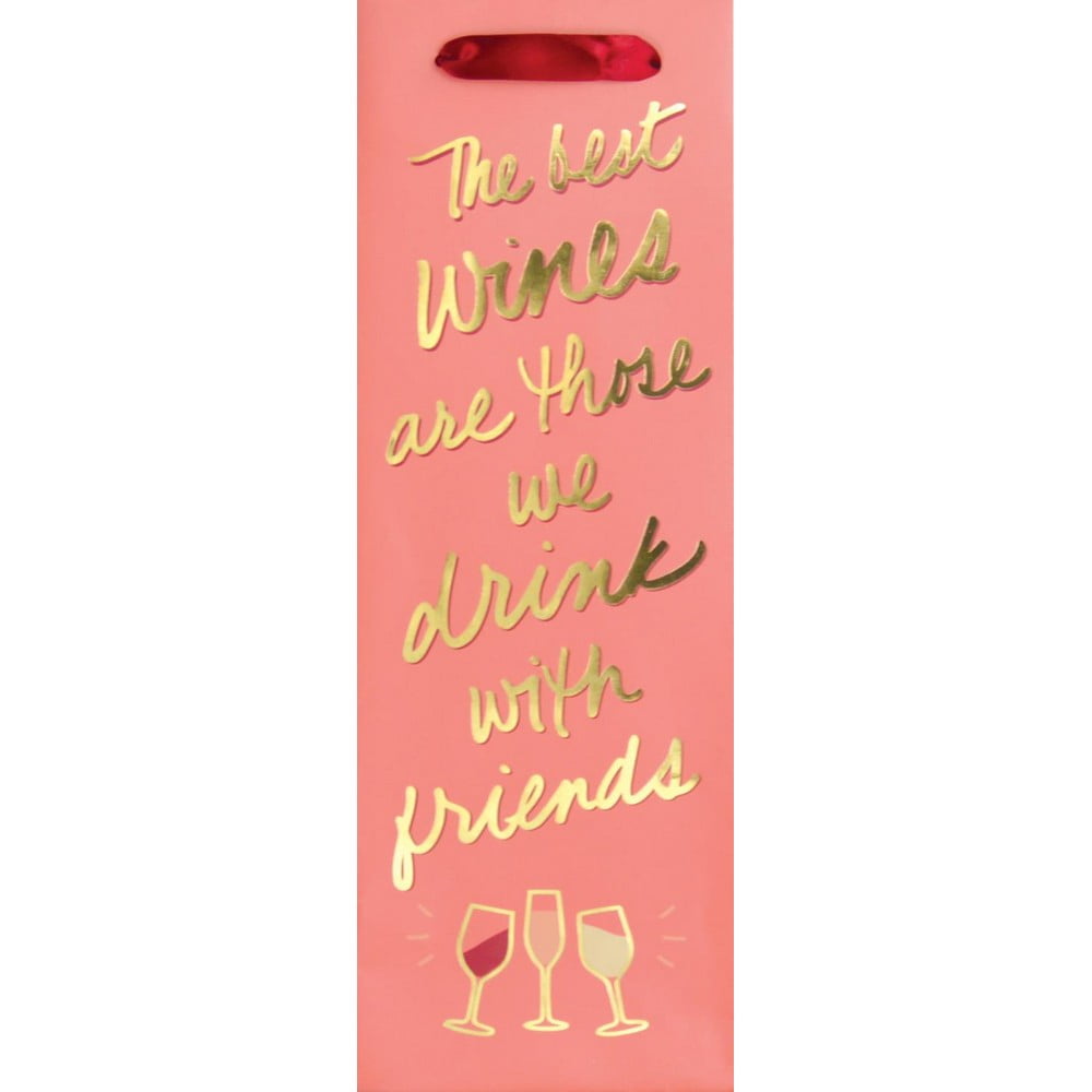 JAM Paper Design Wine Bags, 4.8x13.9x3.9, 3/Pack, Drinks with Friends ...