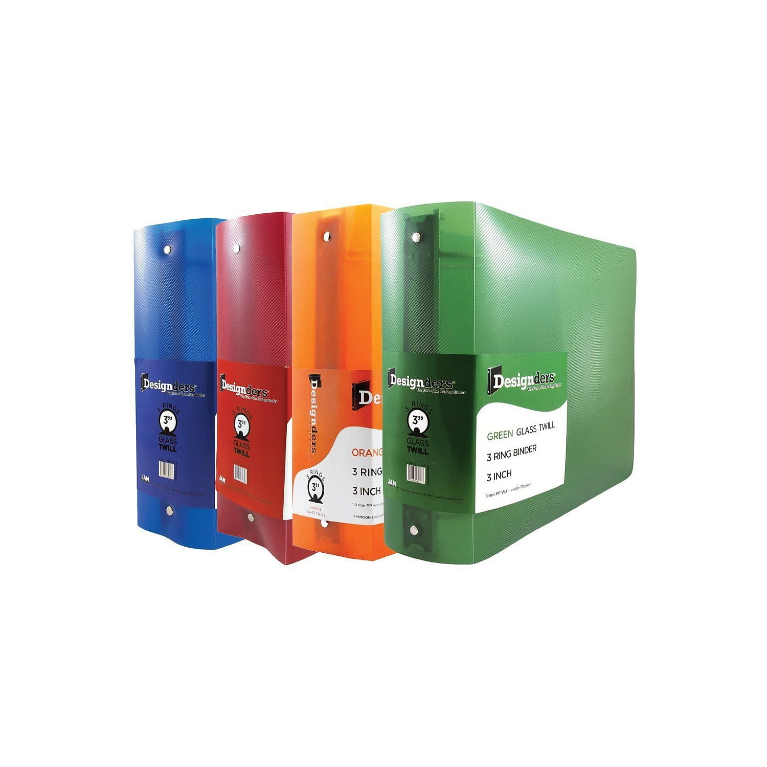 JAM Paper Designders 3" 3-Ring Non-View Poly Binders Assorted 4/Pack ...