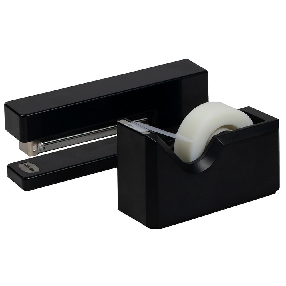JAM Paper Desk Stationery Set, Black, 2/Pack - 1 Stapler & 1 Tape ...