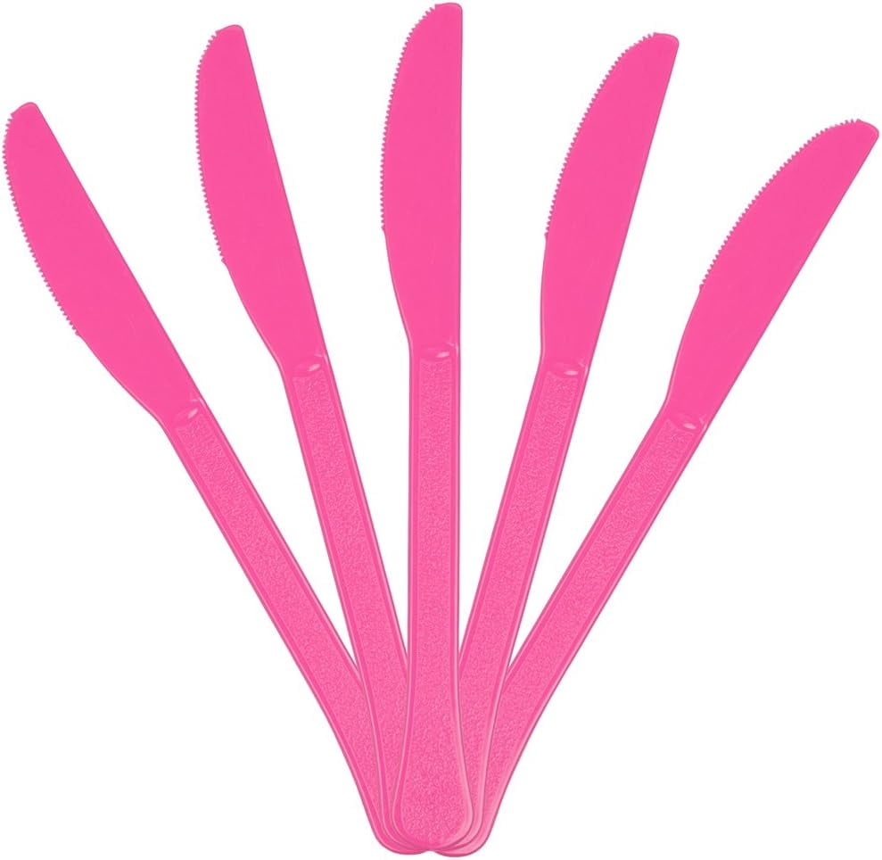 JAM Paper Disposable Plastic Knives Party Pack, Fuchsia Pink, 48/Box ...