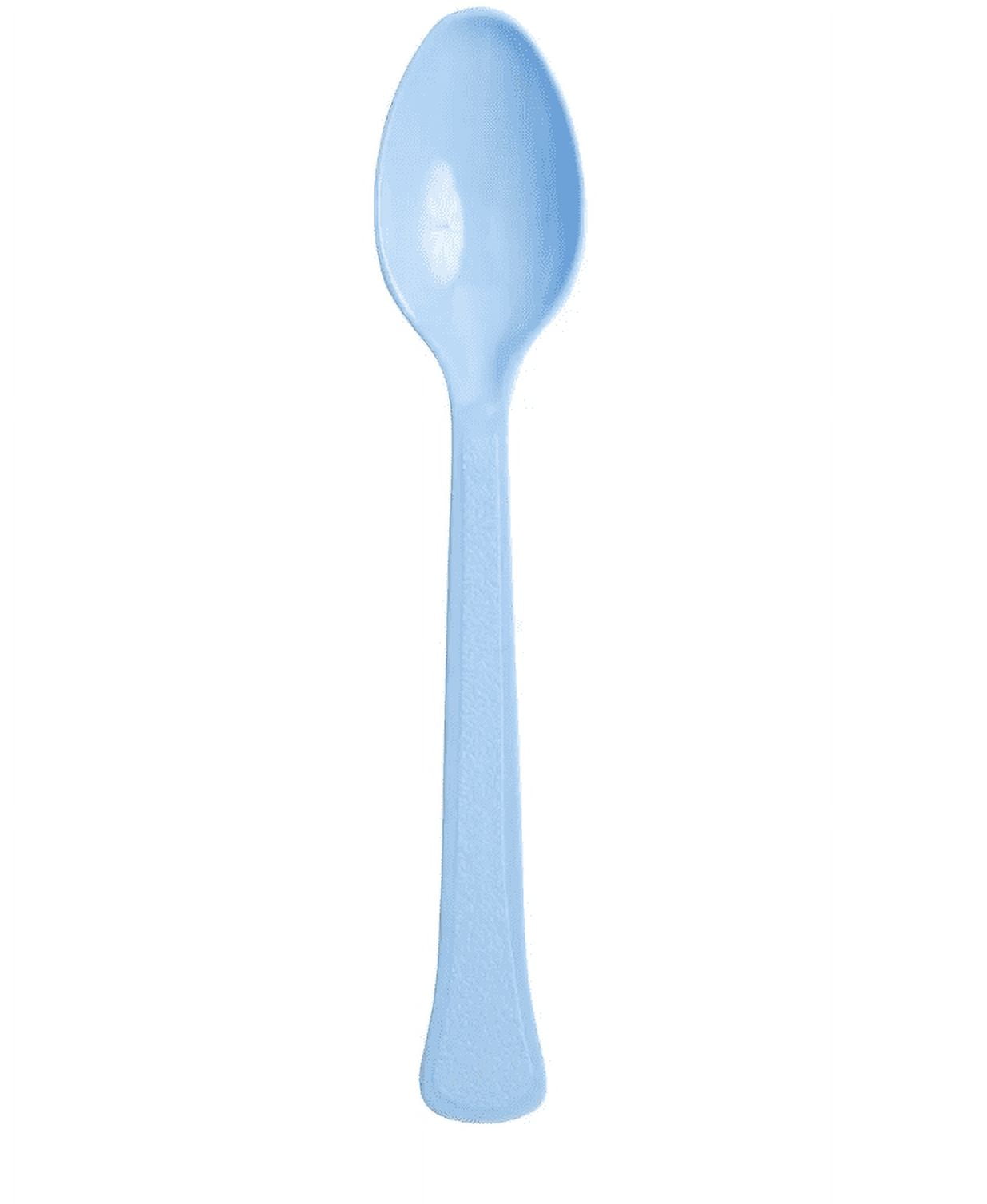 JAM Paper Disposable Plastic Spoons Party Pack, Baby Blue, 48/Box ...