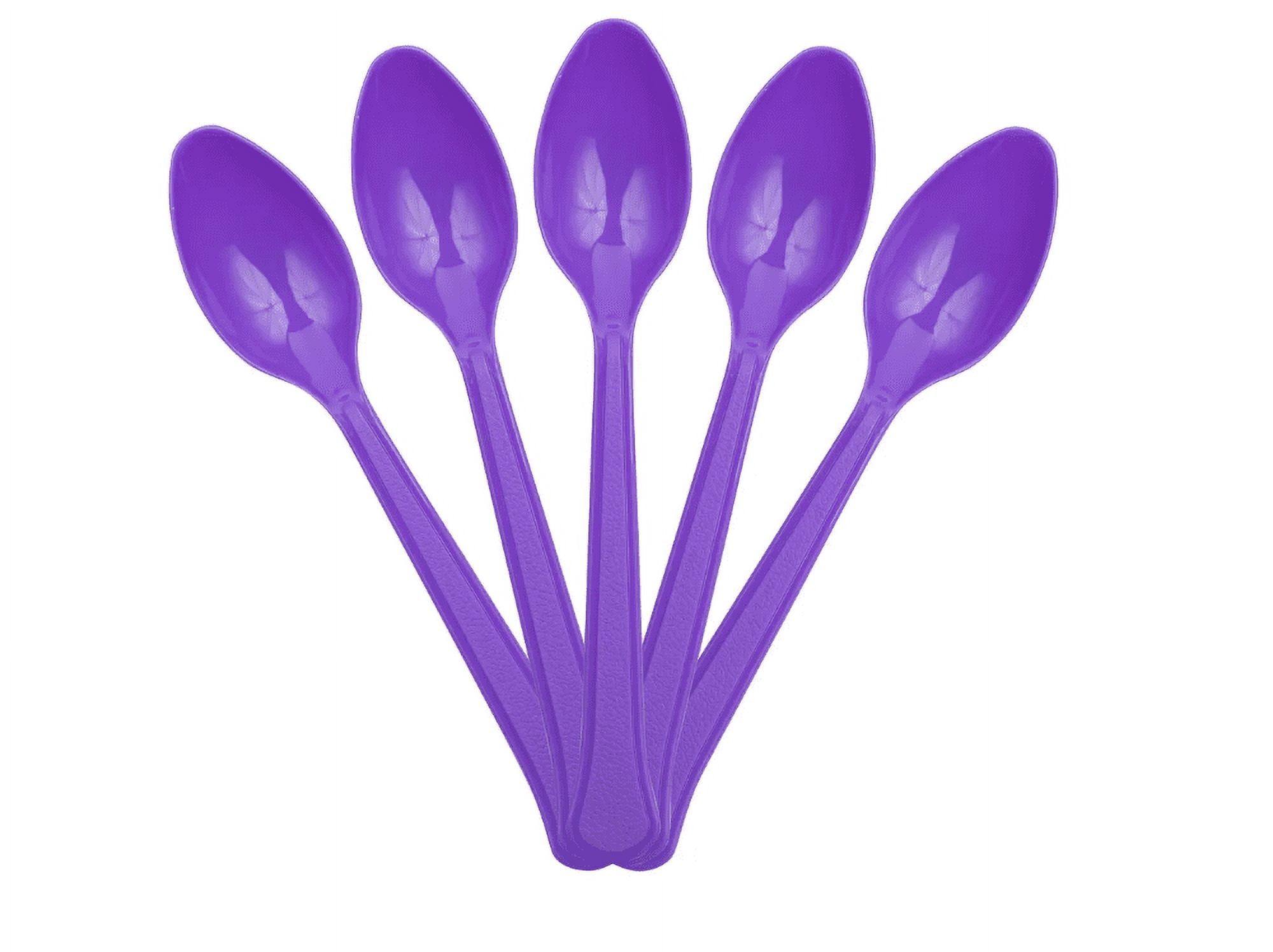 JAM Paper Disposable Plastic Spoons Party Pack, Purple, 48/Box ...