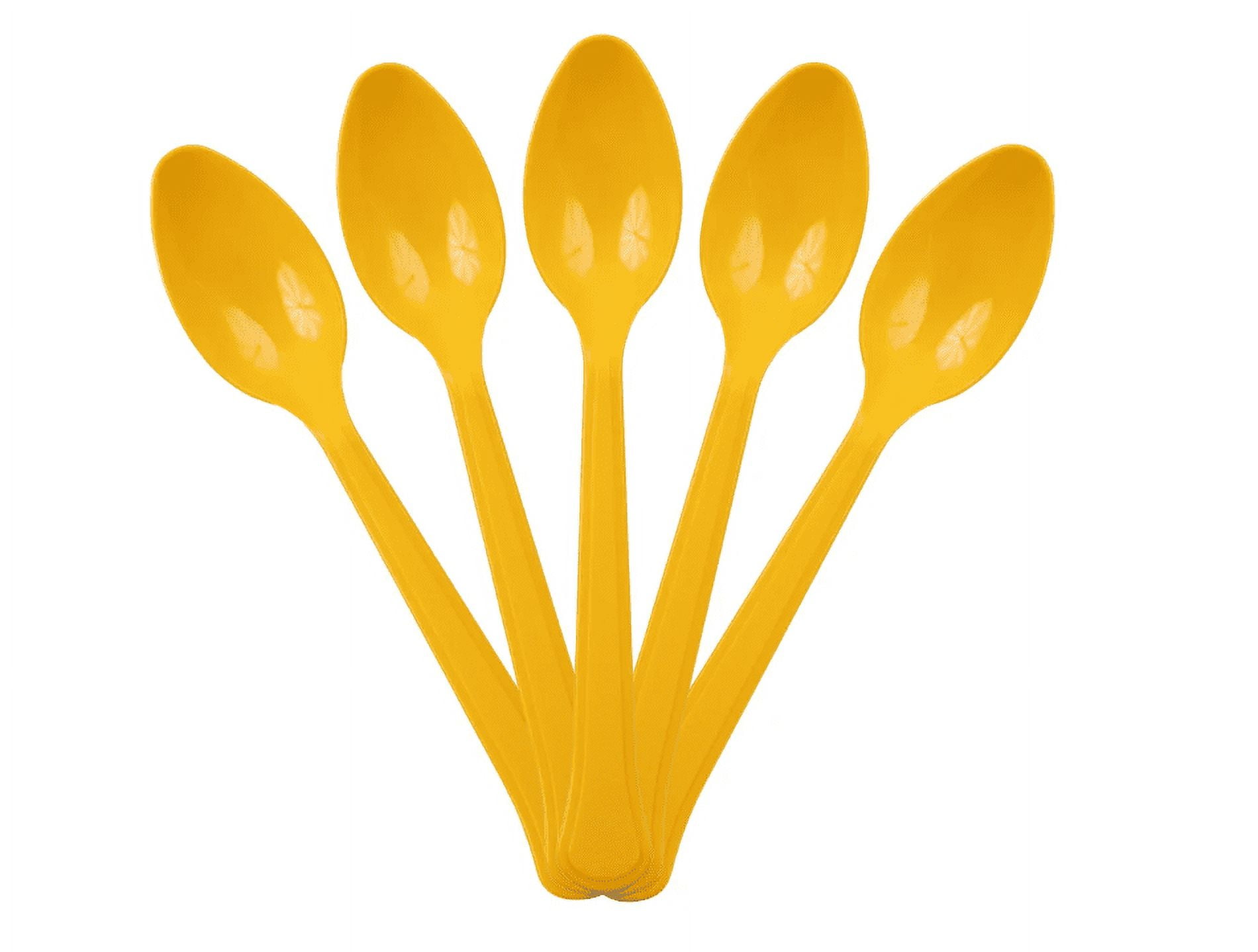 JAM Paper Disposable Plastic Spoons Party Pack, Yellow, 48/Box ...