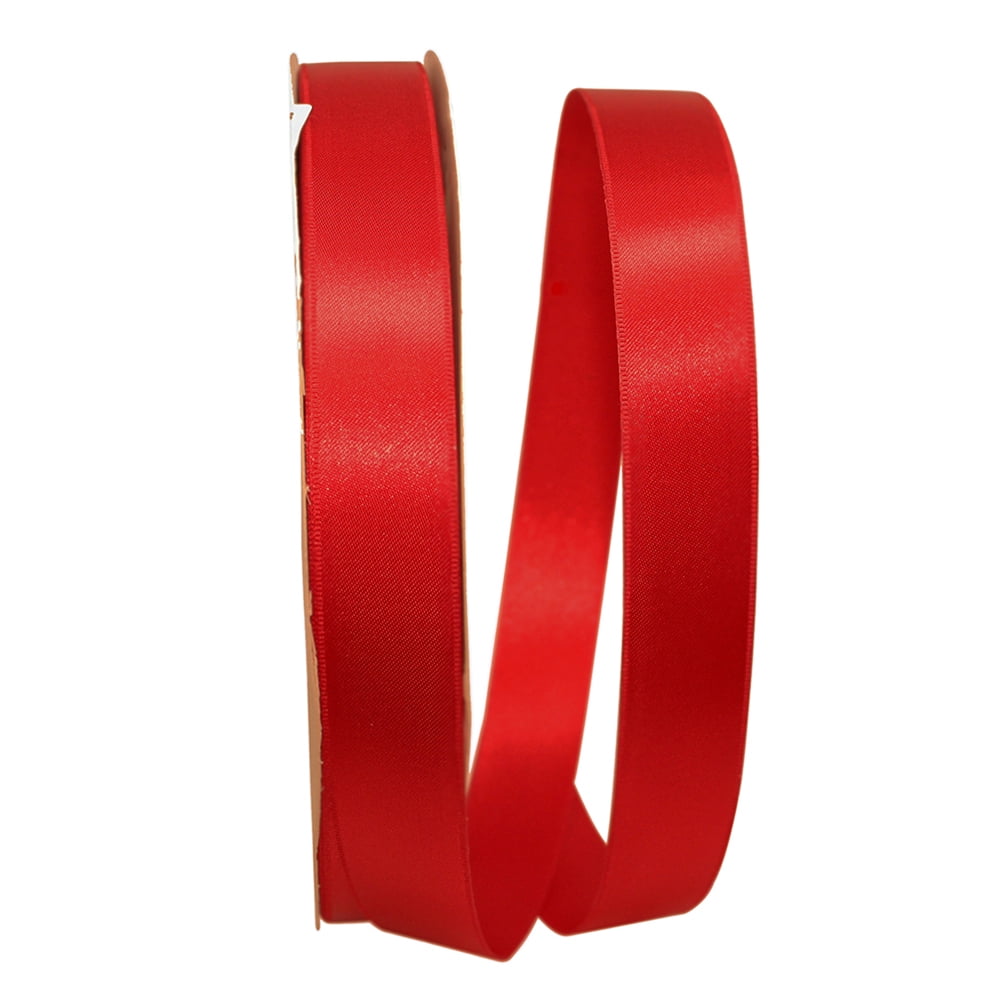 JAM Paper Double Face Satin Hot Red Polyester Ribbon, 3600" x 0.87 ...