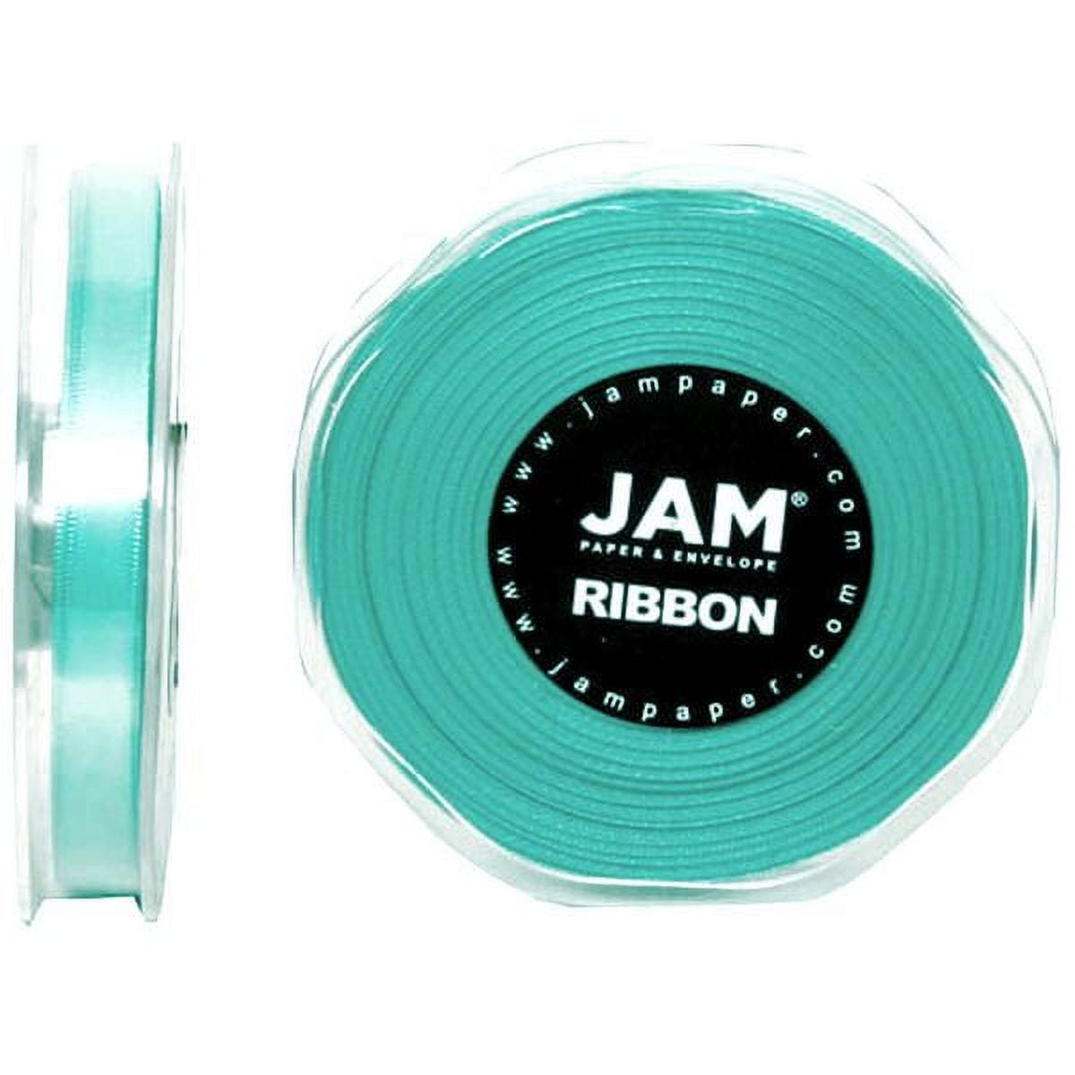 JAM Paper Double Faced Satin Ribbon, 3/8 inch Wide X 25 Yards, Teal ...