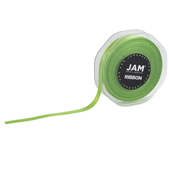 JAM Paper Double Faced Satin Ribbon, 3/8 inch Wide x 25 Yards, Lime ...
