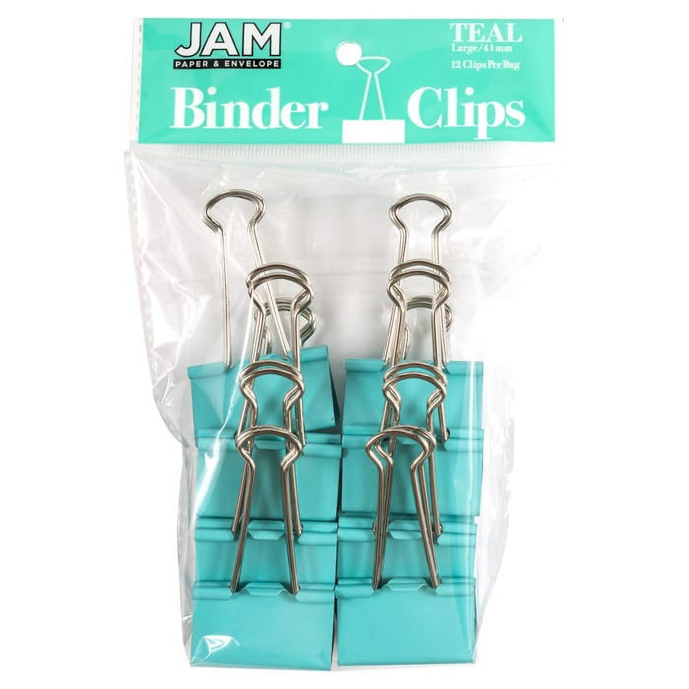 JAM Paper Colorful Binder Clips, Large, 1 1/2 inch (41 mm), Teal Blue ...