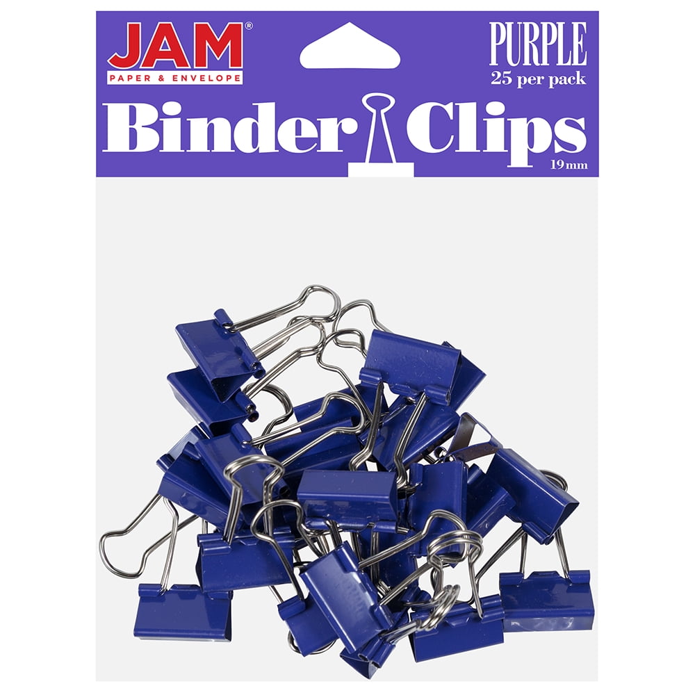 JAM Paper & Envelope Colorful Binder Clips, Small, 3/4 in, Purple, 25 ...