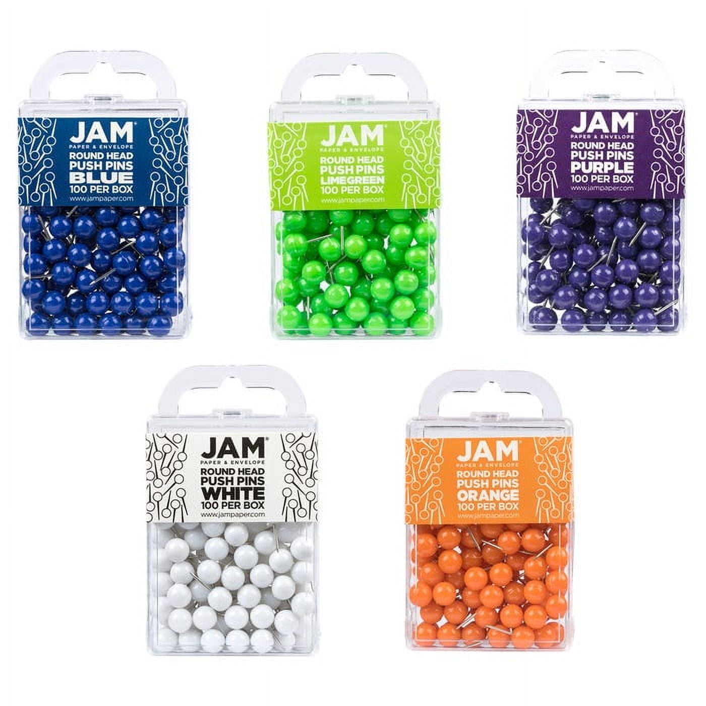 JAM Paper Colorful Push Pins, Round Head Thumb Tacks, Assorted Color, 5 ...