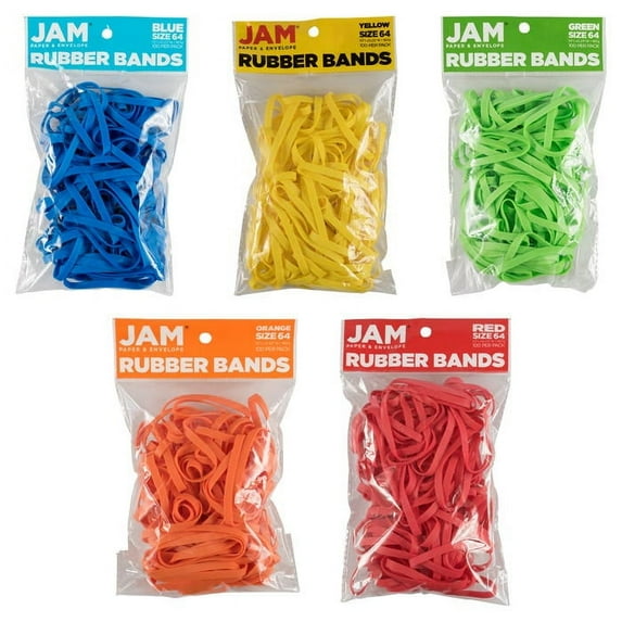 JAM Paper Colorful Rubber Bands, Size 64, Assorted Rubber Bands, 500 ...