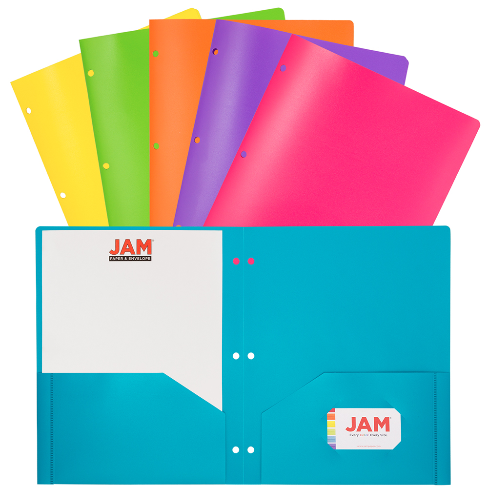 JAM Paper & Envelope Plastic 2 Pocket Folders, Assorted Fashion Colors ...