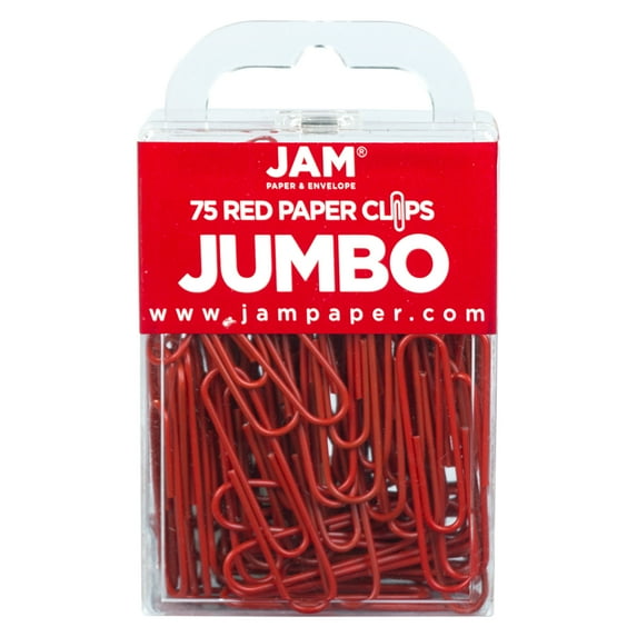 JAM Paper Jumbo Paper Clips, Red, 75/Pack, Large - Walmart.com