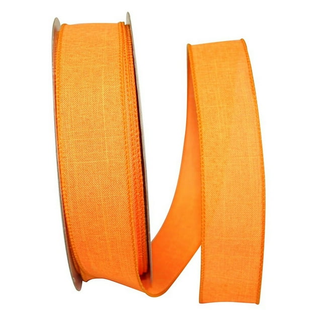 JAM Paper Linen Wired Ribbon, 1 1/2 Inches X 50 Yards, Orange, Sold ...