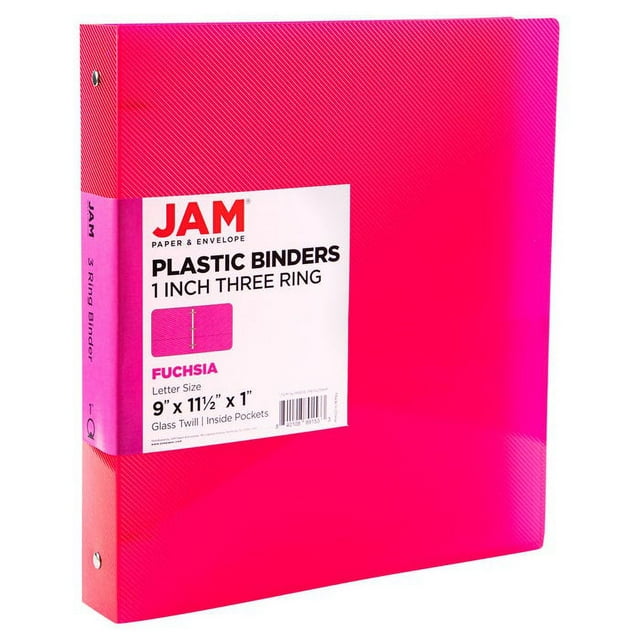 JAM Paper & Envelope Plastic Binder, 1 inch, Hot Pink, 11.5 x 10.25, 1 ...