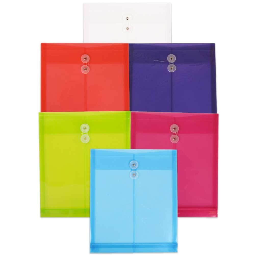JAM Paper Plastic Envelope with Button and String Tie Closure - Letter ...