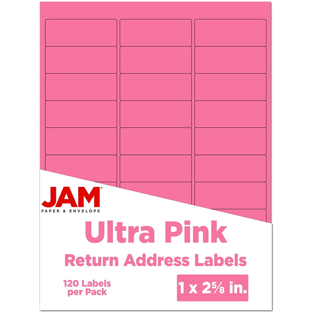 JAM Paper & Envelope Return Address Labels, 1 x 2 5/8, Pink, 120 ...