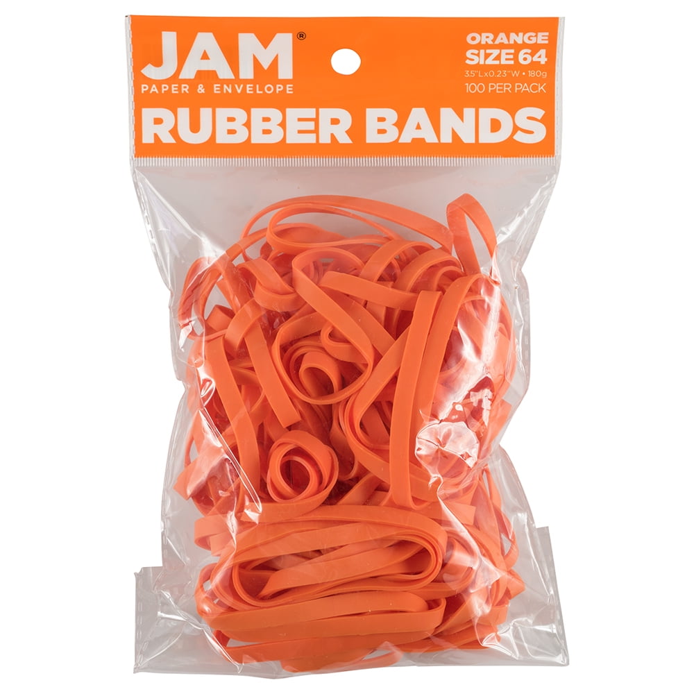 JAM Paper Rubber Bands, Size 64, Orange, 100 per Pack - Walmart.com