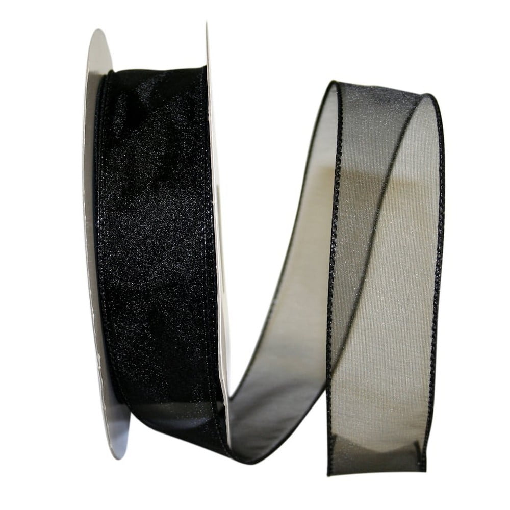 JAM Paper Sheer Wired Ribbon, 1.5 In X 50 Yards, 2/Pack, Black ...