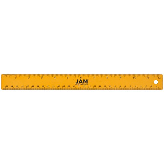 JAM Paper Stainless Steel Ruler, 12 in, Cork Backing, Gold Metallic, 1 ...
