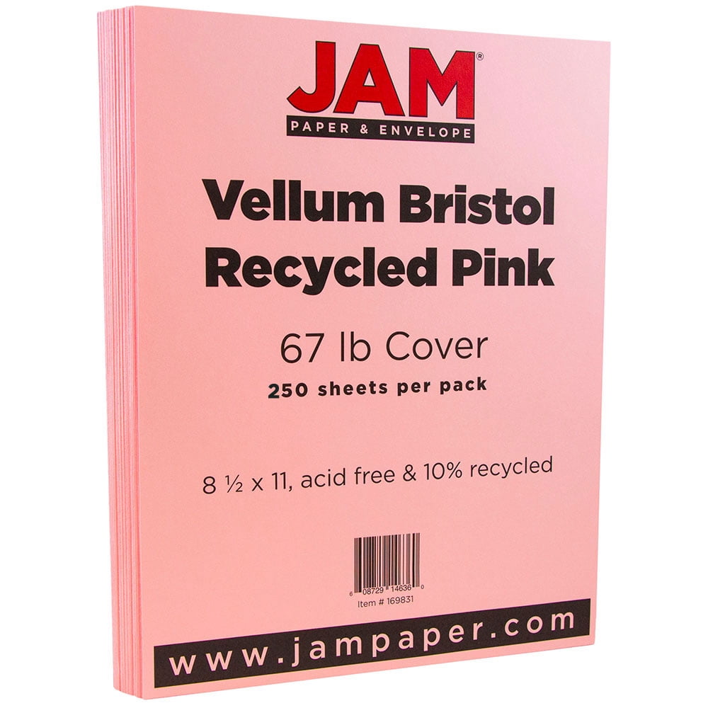 JAM Paper & Envelope Vellum Bristol 67lb Cardstock, 8.5 x 11, , Pink ...