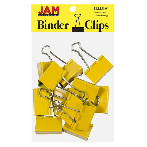 JAM Paper Yellow Binder Clips, 1 1/2 in, 12/Pack - Walmart Business ...
