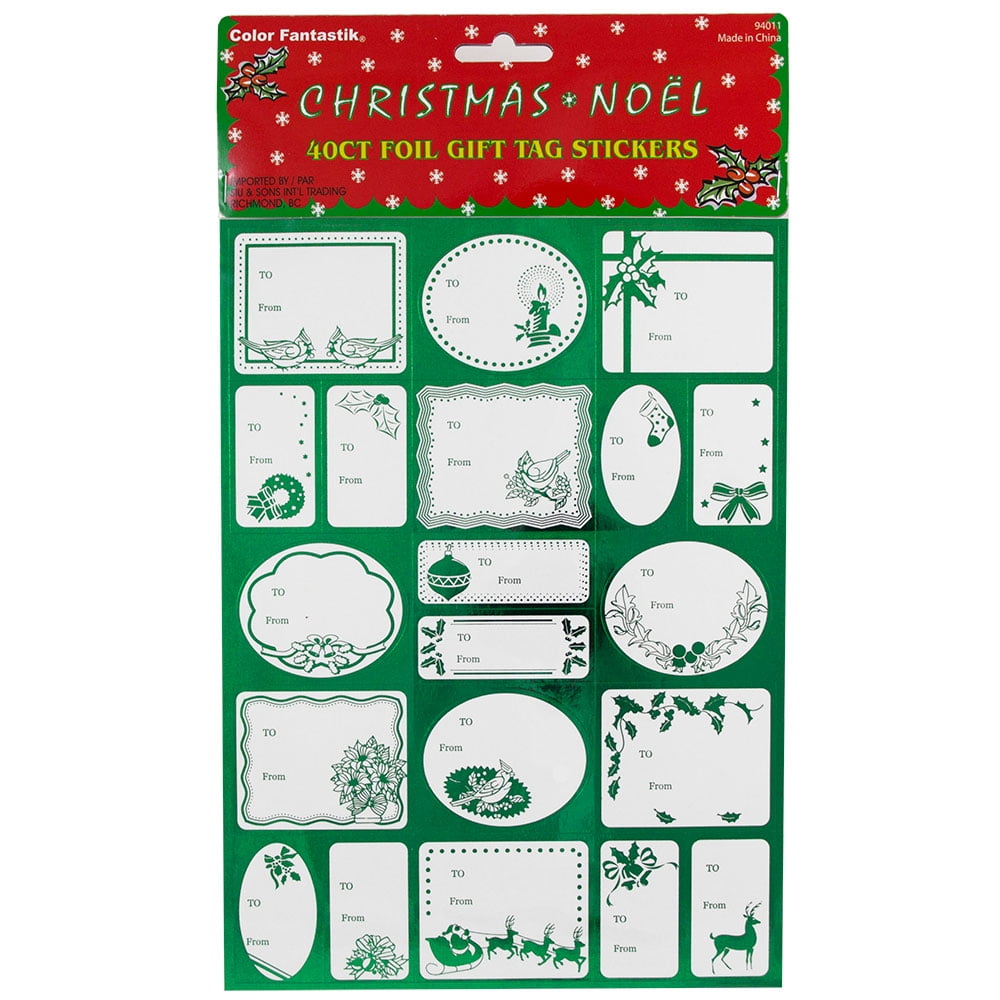 JAM Paper Foil Christmas Gift Tag Stickers, Green, 40/Pack - Walmart.com