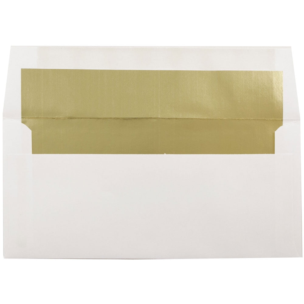JAM Paper Foil Lined Invitation Envelopes, 3 7/8 x 8 1/8, White with ...