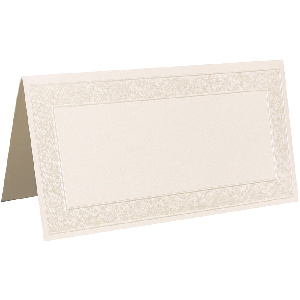 JAM Paper Foldover Table Placecards, 4 1/2" x 2", Ivory Pearl Border ...