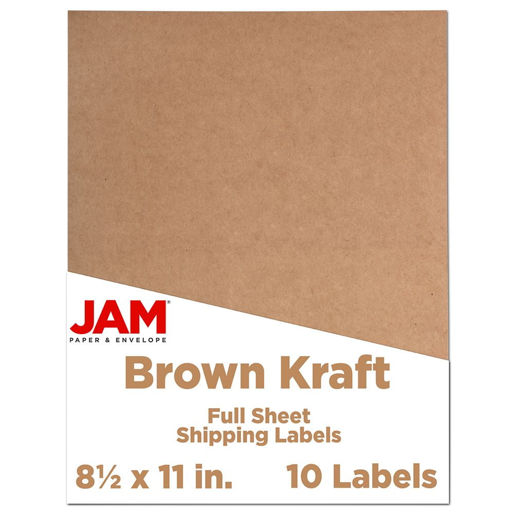 JAM Paper Full Page Shipping Labels, 8 1/2 x 11, Brown Kraft, 10 Full ...
