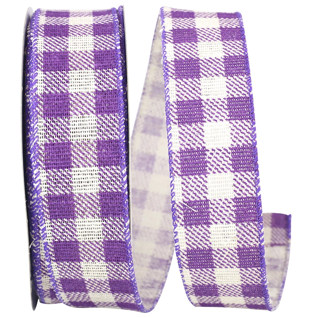 JAM Paper Geometrics Checks Gingham Hopsack, Purple, 1.5in x 20yd, 1 ...