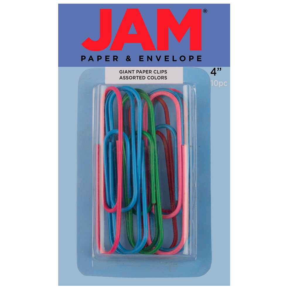 JAM Paper Giant Paper Clips, Assorted Colors, 10/Pack, Large - Walmart.com