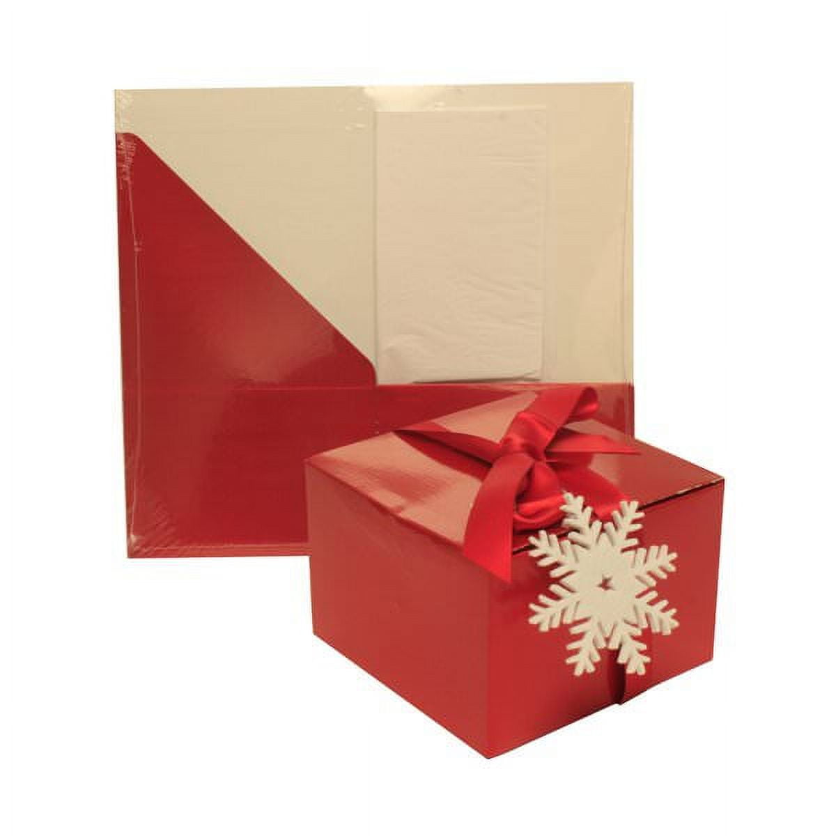 JAM Paper Gift Box with Tissue Paper & Ribbon, Red, 1/Pack, 6 x 6 x 4 ...