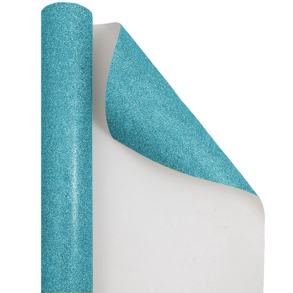 JAM Paper Gift Wrap - Glitter AIS1 Wrapping Paper - 25 Sq Ft - Aqua ...