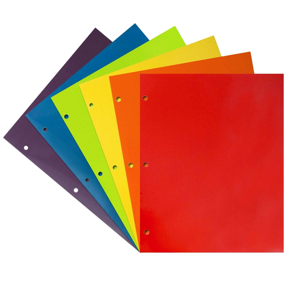 JAM Paper Glossy 3 Hole Punch Folders, Assorted, 12/Pack - Walmart.com