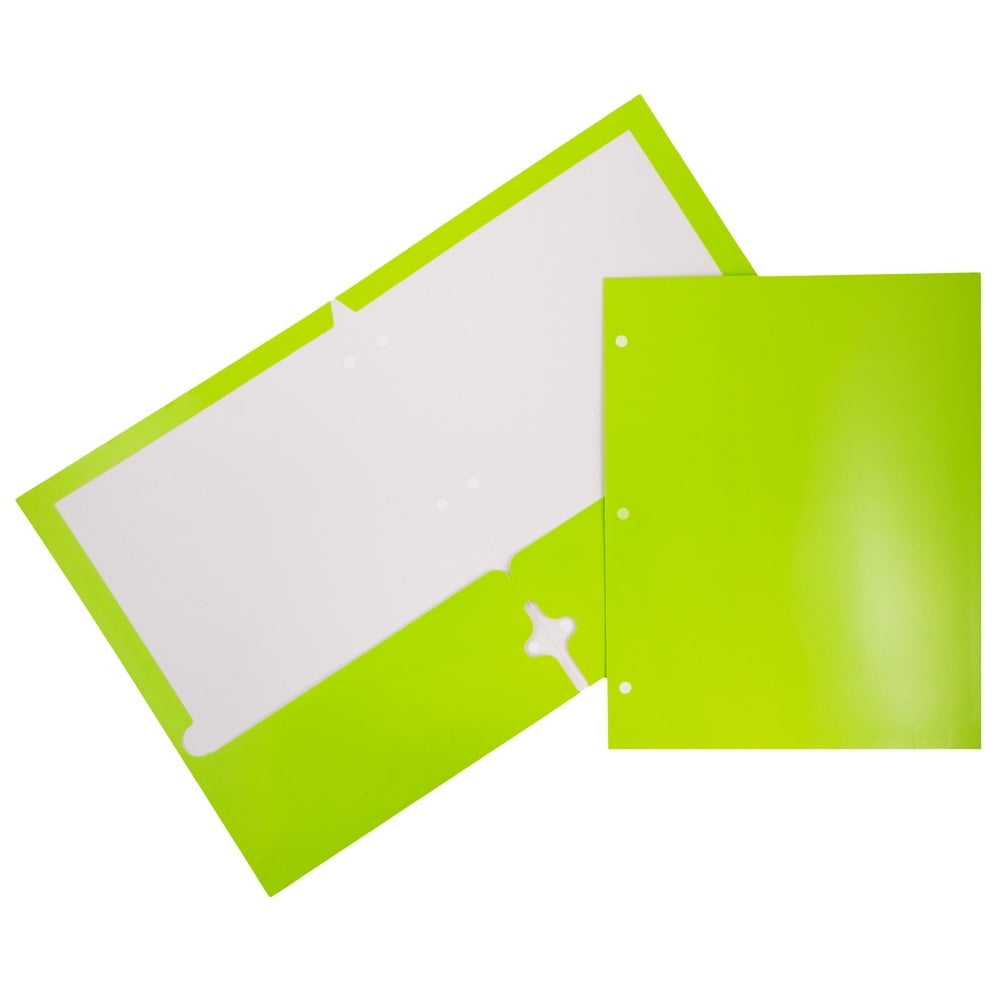 JAM Paper Glossy 3 Hole Punch Folders, Lime Green, 25/Pack - Walmart.com