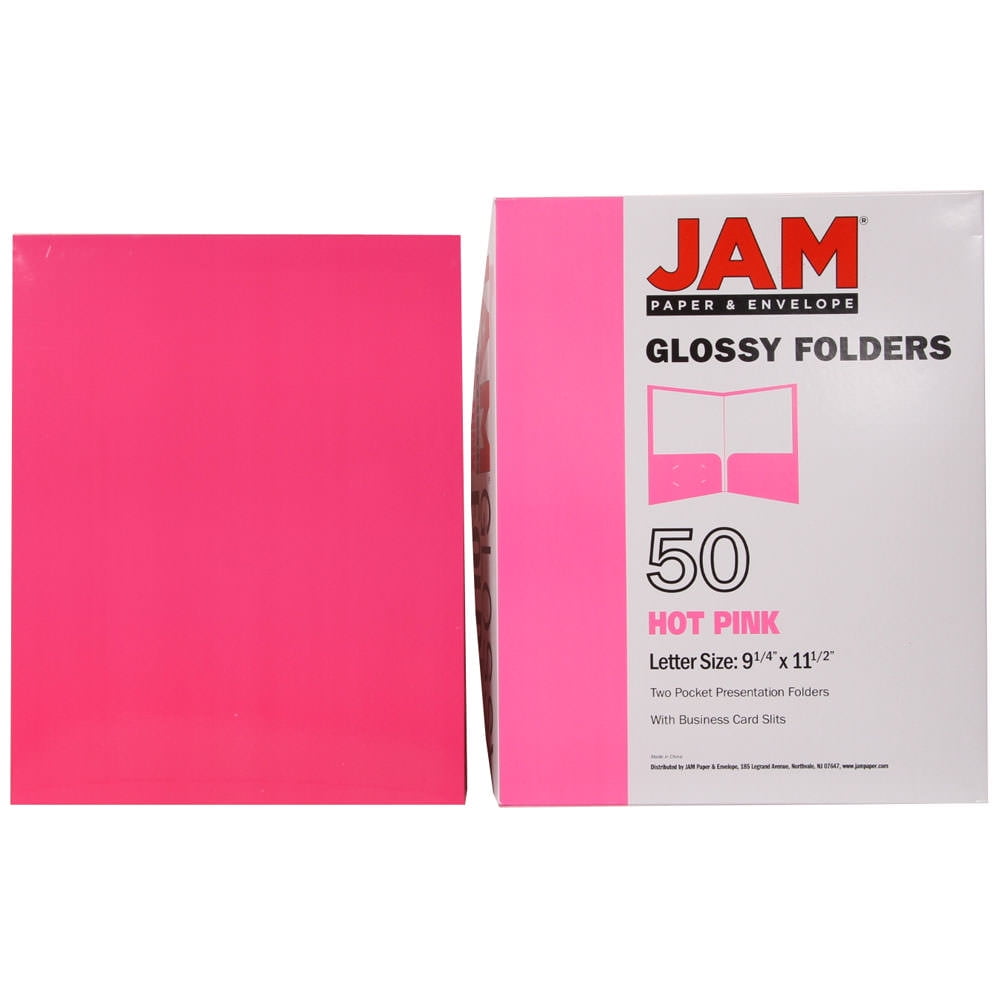 JAM Paper Glossy Two Pocket Folders, Fuchsia Pink, 50 per Pack ...