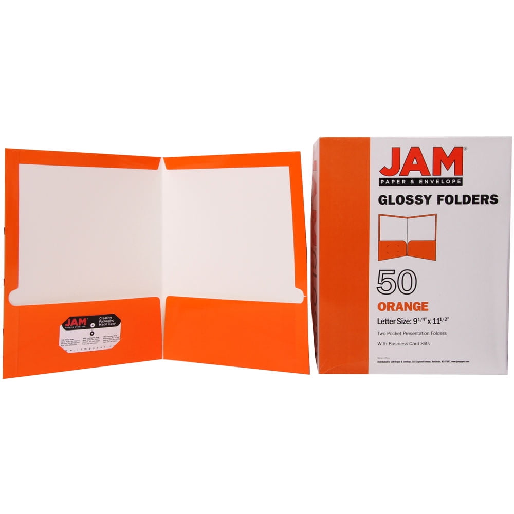 JAM Paper Glossy Two Pocket Folders, Orange, 50 per Pack - Walmart.com