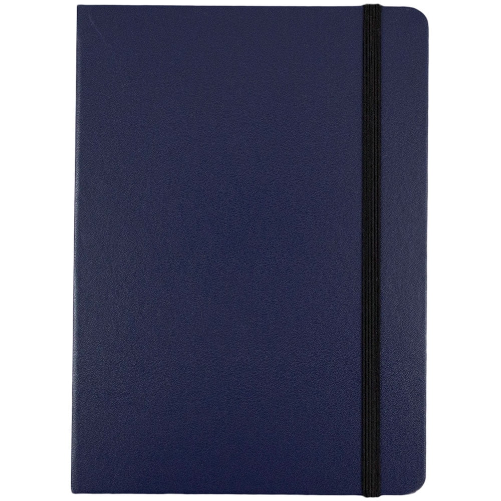 JAM Paper Hardcover Notebook with Elastic Band, 1/Pack, Blue, Medium, 5 ...