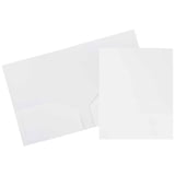 JAM Paper Heavy Duty Plastic 2 Pocket Extra Tough School Folders, White ...