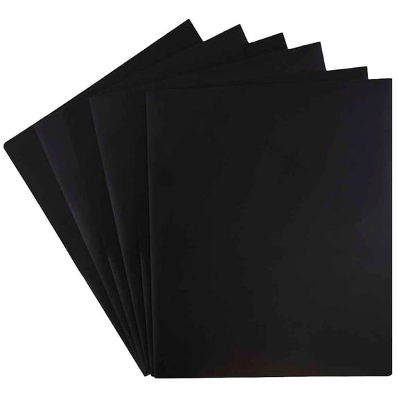 JAM Paper Heavy Duty Plastic 2 Pocket Presentation Folders, Black, 6 ...