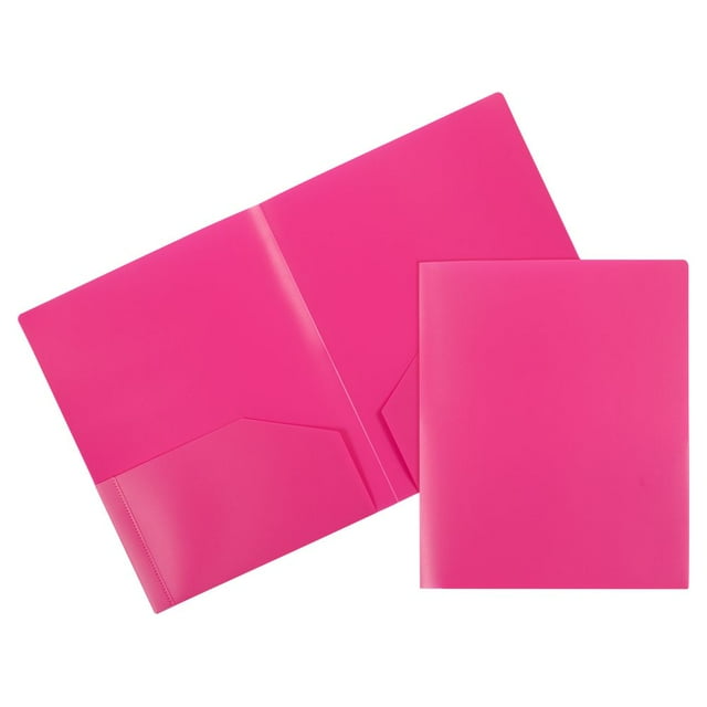 JAM Paper Heavy Duty Plastic Two Pocket Presentation Folders, Fuchsia ...