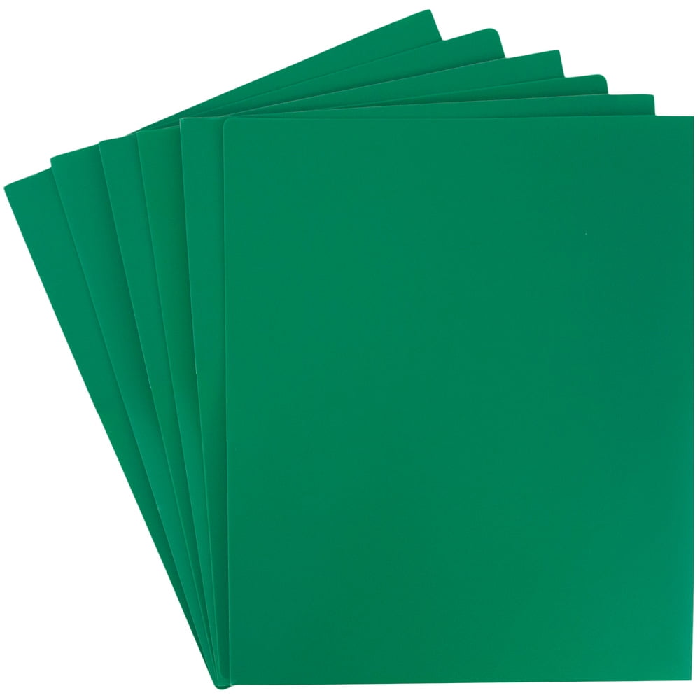 JAM Paper Heavy Duty Plastic Two Pocket Presentation Folders, Green, 6 ...
